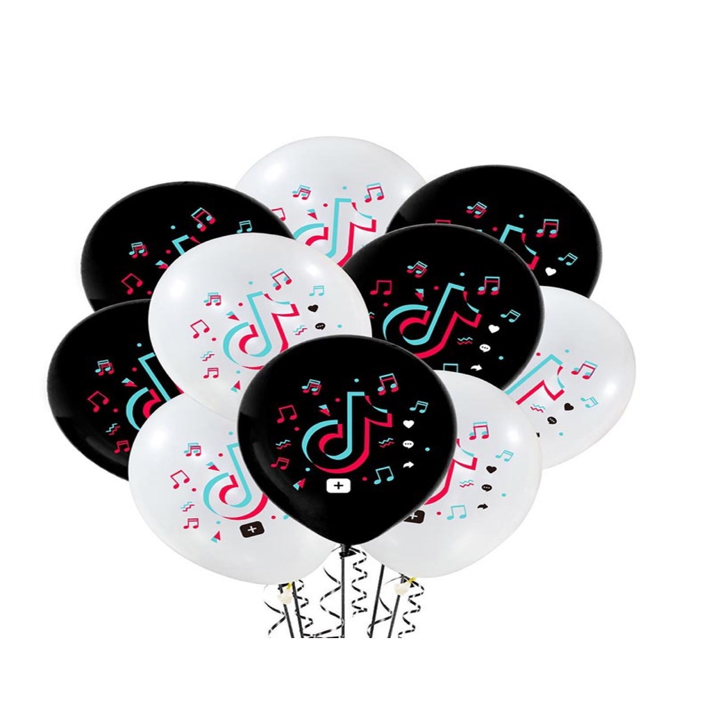 Tiktok Tik Tok Theme Balloon Set Banner Happy Birthday Girl Boy Banner ...