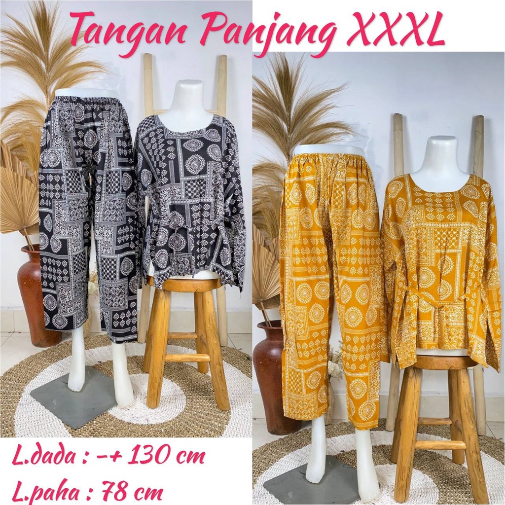 Jumbo XXXL LONG SANDED SETCEL/Pajamas/bajutidur/Baby doll | Shopee ...