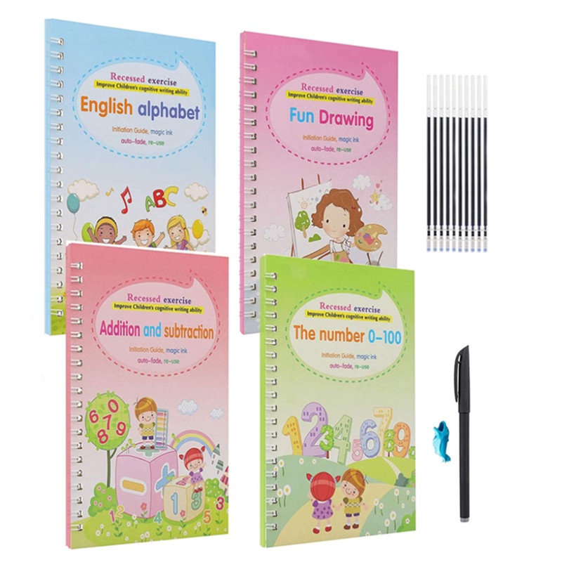 Child Groove Writing Book Set Reusable Learning Books set Free 8 ink ...