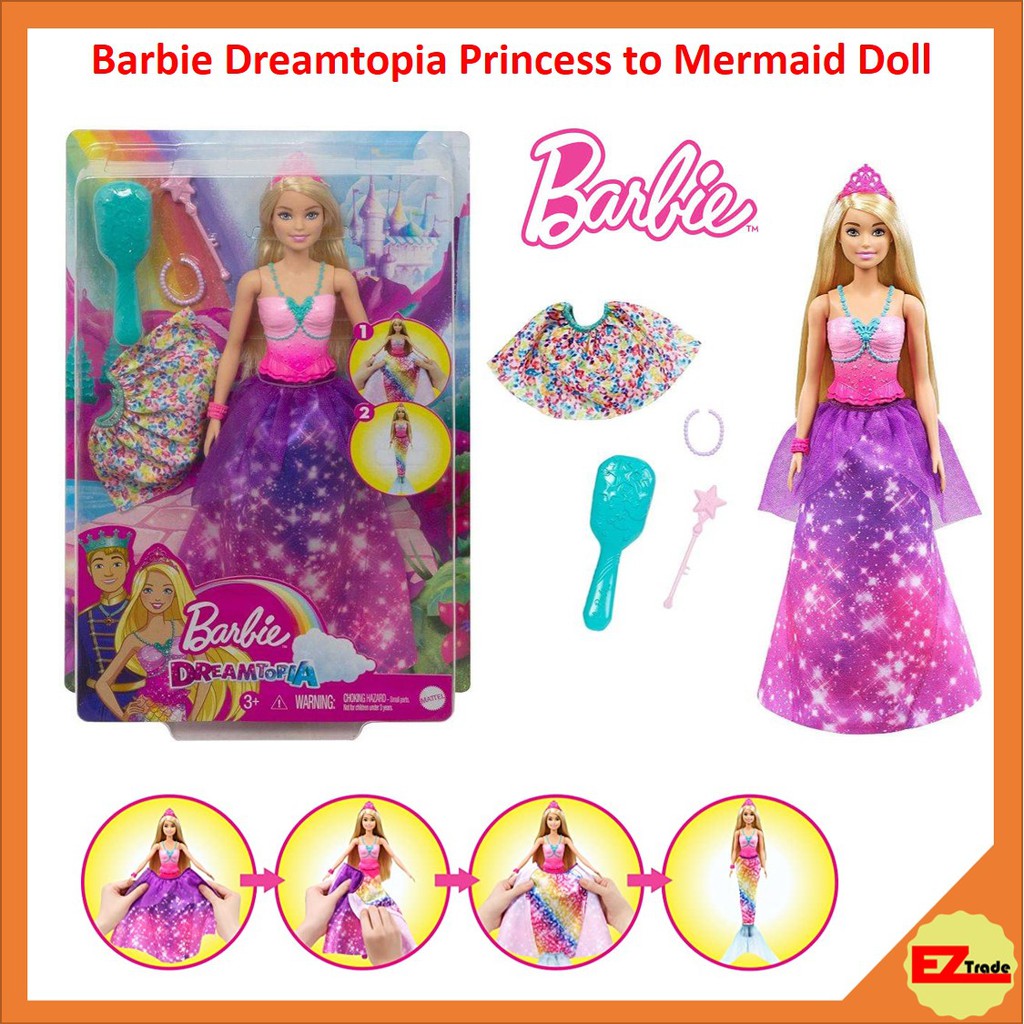 MATTEL BARBIE DREAMTOPIA 2-IN-1 PRINCESS TO MERMAID FASHION ...