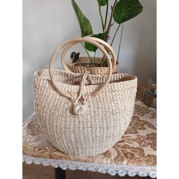 Round Bag with Rattan Handle | Shopee Philippines