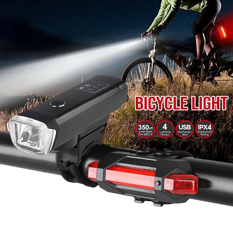 Bike Light USB LED Bicycle Light Mountain Cycle Front Back Headlight ...