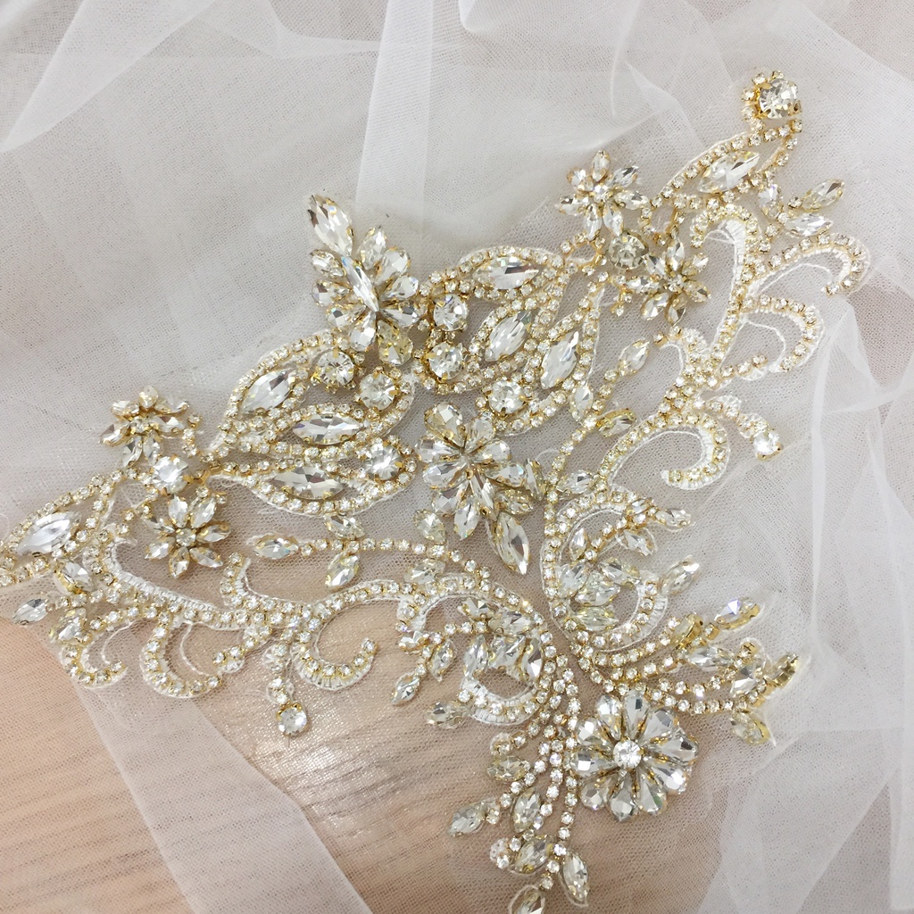 Rhinestone Crystal Appliques, Tulle Crystale Beading Lace Collar with ...