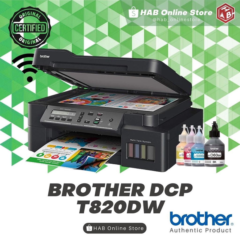 Brother DCP T820dw Wireless Ink Tank Printer Scanner Copy Xerox ...