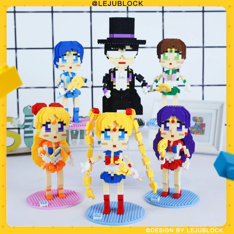 【LEJUBLOCK】Sailor moon building blocks Mizuno Ami Hino Rei Kino Makoto ...