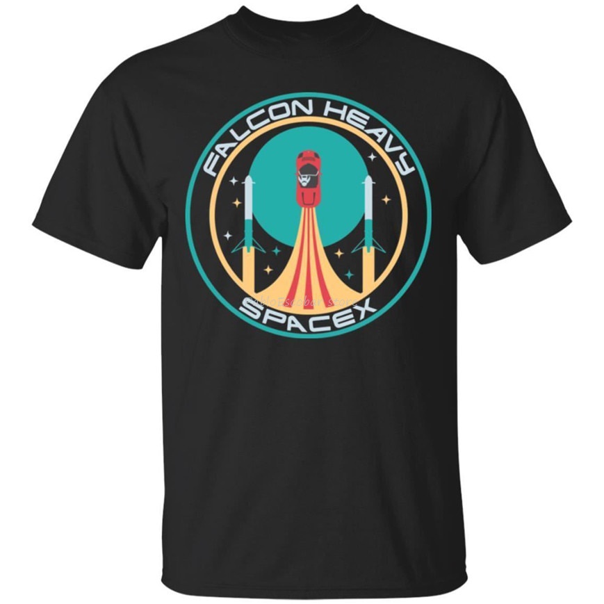 Heavy Falcon Space X Patch T-Shirt Elon Musk Spacex Tee Shirt Short ...