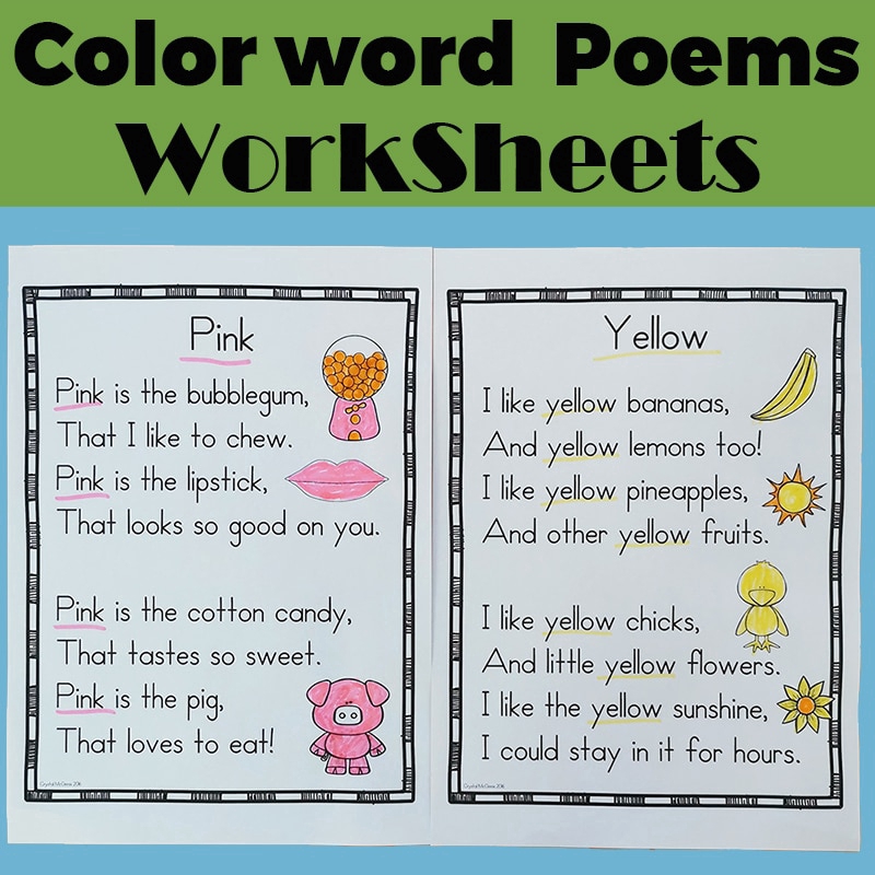 Number/Color Word Poems for Shared Reading Children Learning English ...