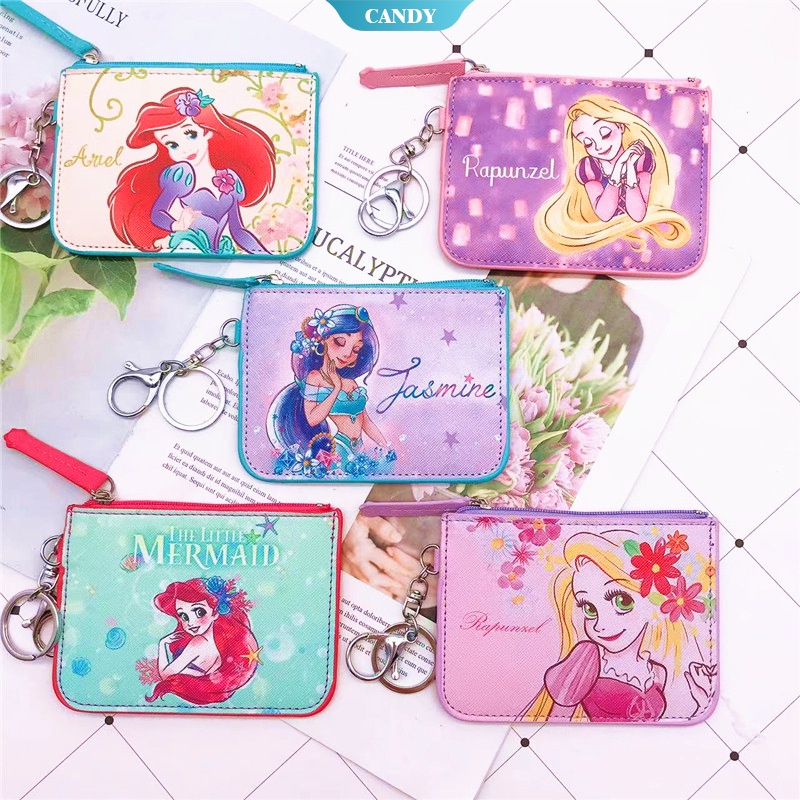 Disney Princess Series Cute Cartoon Coin Purse Mermaid Ariel Rapunzel ...
