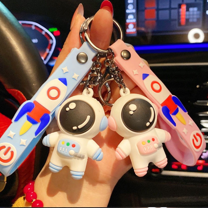 Cute Space Astronaut Rocket Planet KeyChain Spaceman Universe Metal Key ...