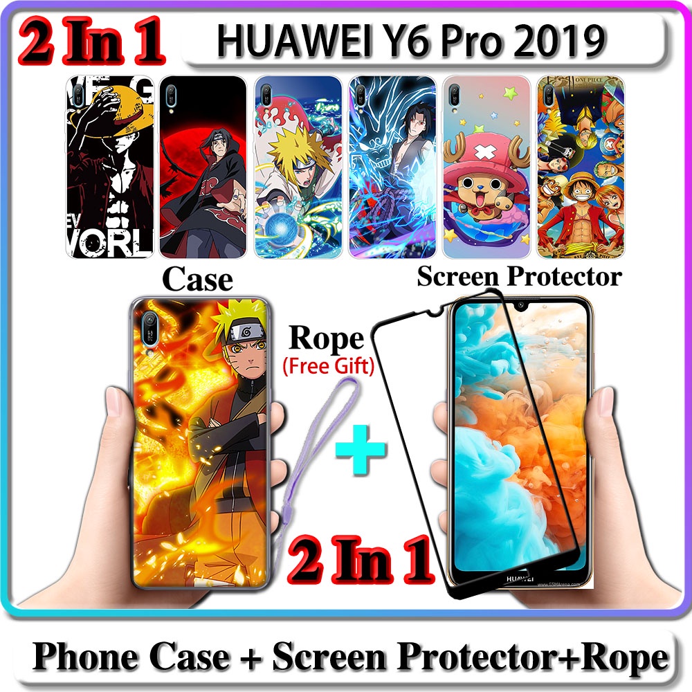 2 IN 1 Case HUAWEI Y6 Pro 2019 Case with Tempered Glass Curved Ceramic ...