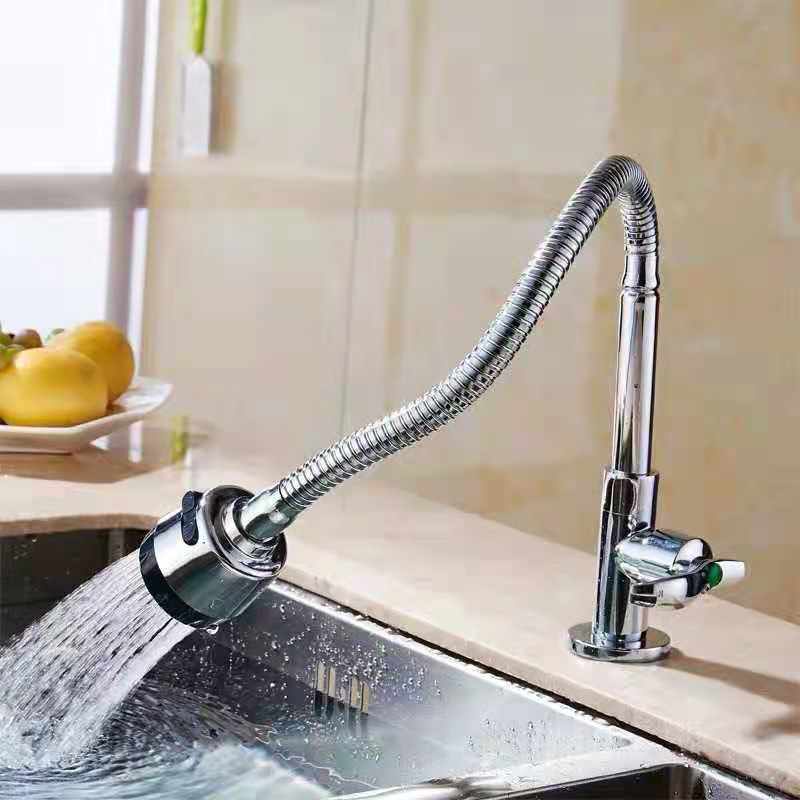 Stainless Steel 360° Flexible Faucet with Sprayer Single Cold Kitchen ...