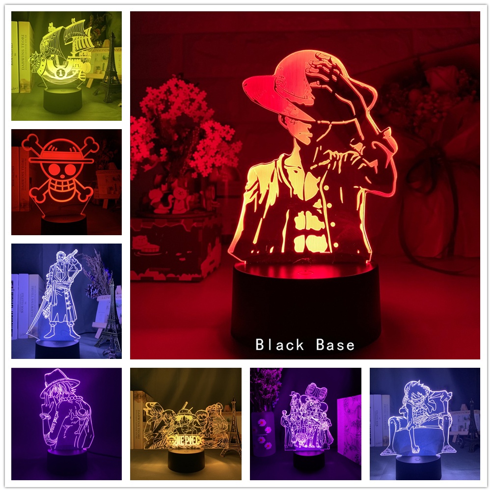One Piece Luffy Sauron Ace Luo Figure 16 Colors Night Light Anime LED ...