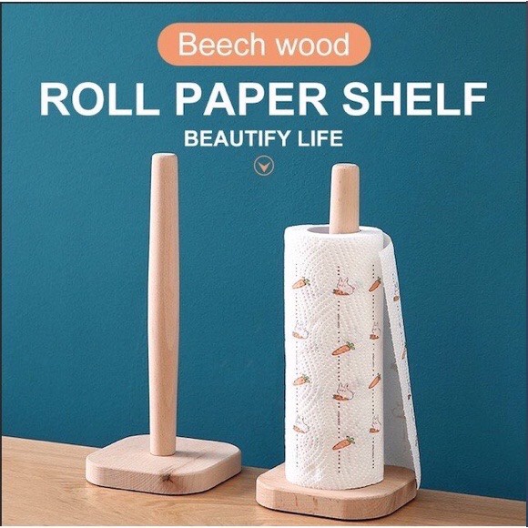 Wooden Paper Towel Holder Countertop Tissue Holder Rack Paper Towel ...