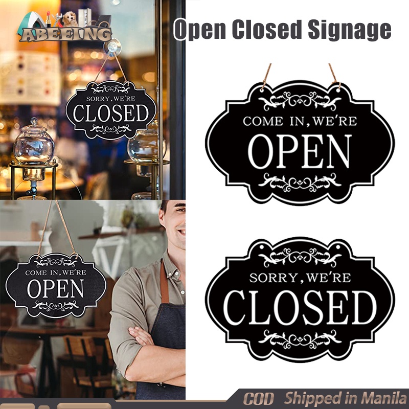 Wooden Double Sided Open Close Signage For Store Business Or Home ...