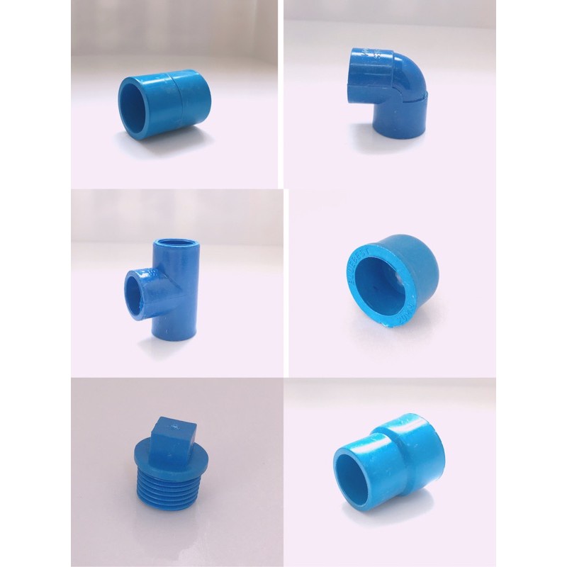 PVC Blue Pipe Fittings Tee, Cap, Plug, Male & Female Adapter, Elbow ...