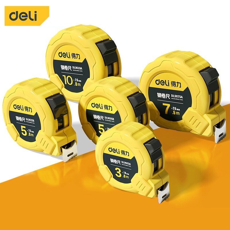 Deli (2/3.5/5/7.5/10M) Industrial Measuring Tape Retractable Self Lock ...