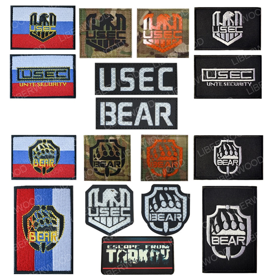 Russia Escape from Tarkov USEC BEAR Embroidered patch Russian game Infrared Reflective IR Patch ...