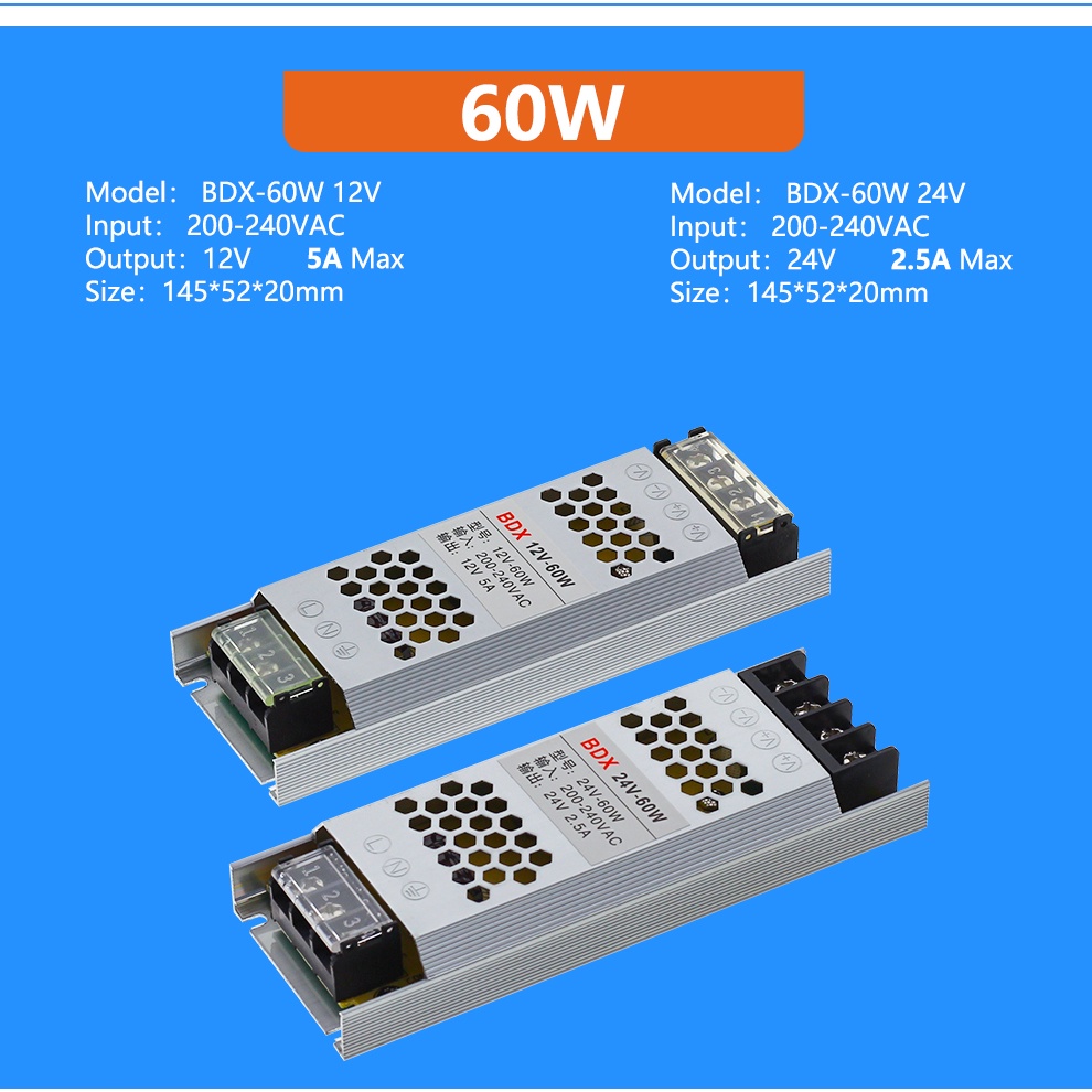 IN Stock Ultra Thin Power Supply Led Driver DC12V DC24V 60W 100W 150W 200W 300W 400W Lighting ...