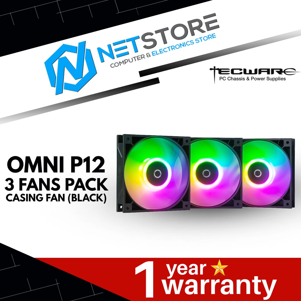 TECWARE OMNI P12 3 FANS PACK CASING FAN (BLACK) - TWAC-OMP12-3BK ...