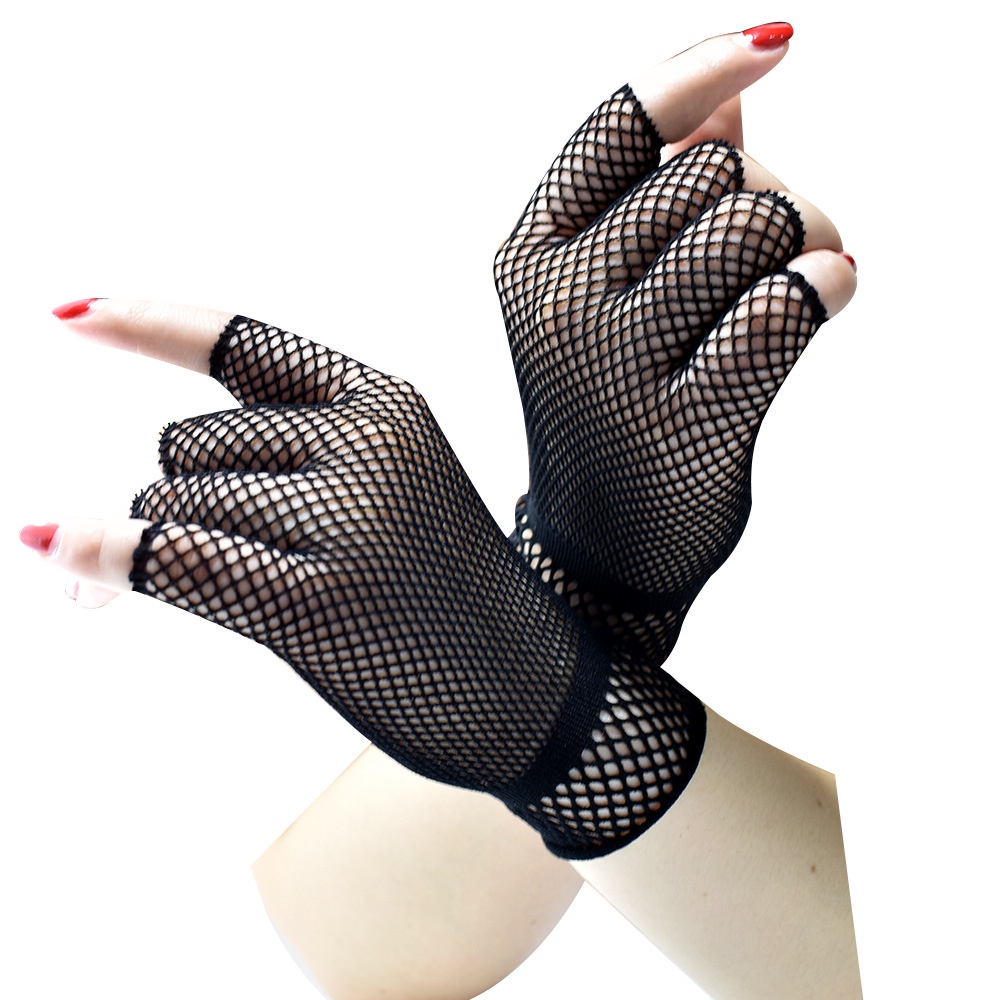 PUTIH HITAM Ltx-20 short sleeve gloves fishnet net gloves harajuku ...