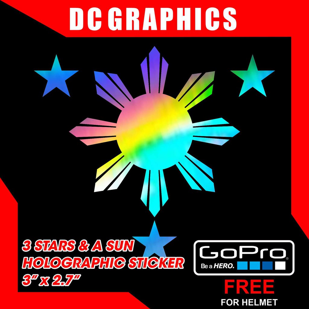 3 STARS AND A SUN HOLOGRAPHIC STICKER | Shopee Philippines