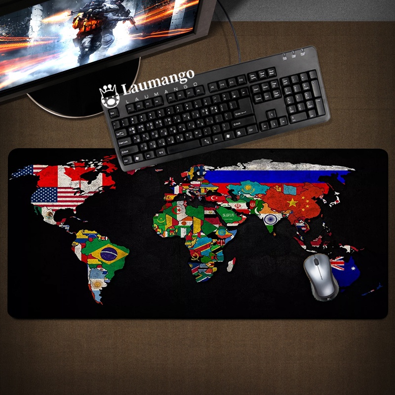 Big World Map Rubber Keyboard Gamer Mouse Ped Pc Desk Mat Gaming Pad ...