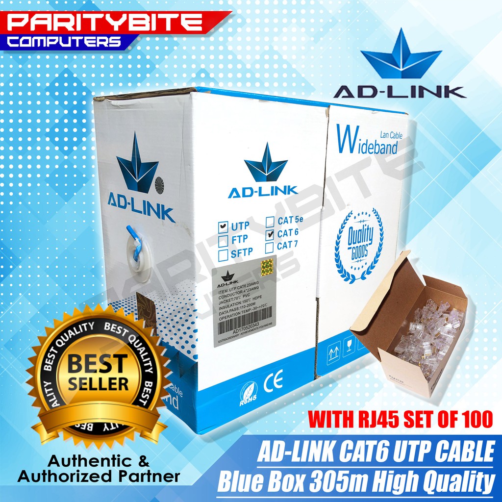 305M Ad-Link Cat6 UTP Cable Blue Box W/ 100pcsRJ45 | Shopee Philippines