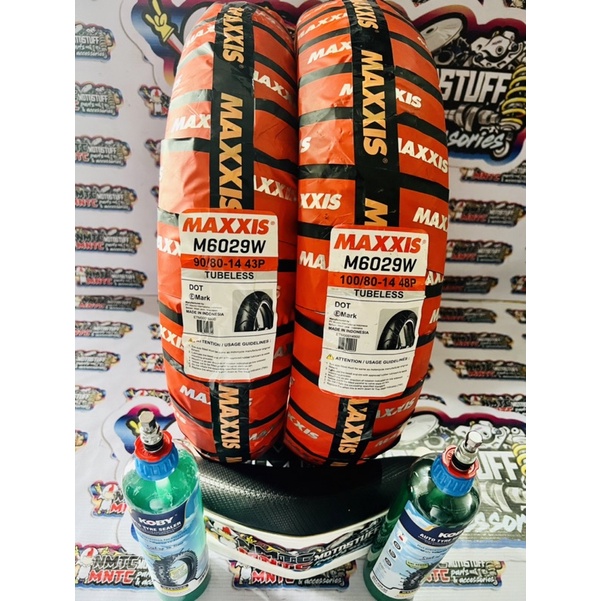 MAXXIS TIRE M6029 TUBELESS 90/80/14/ 100/80/14 FREE SEALANT & TIRE VALVE | Shopee Philippines