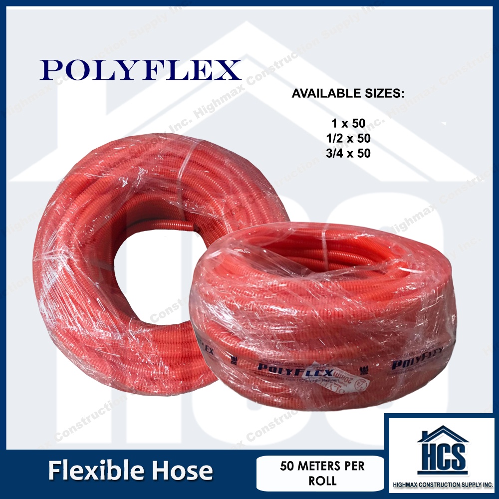 POLYFLEX PVC FLEXIBLE HOSE ORANGE 1/2" | 1" | 3/4" (20mm) x 50 METERS PER ROLL - FOR ELECTRICAL ...