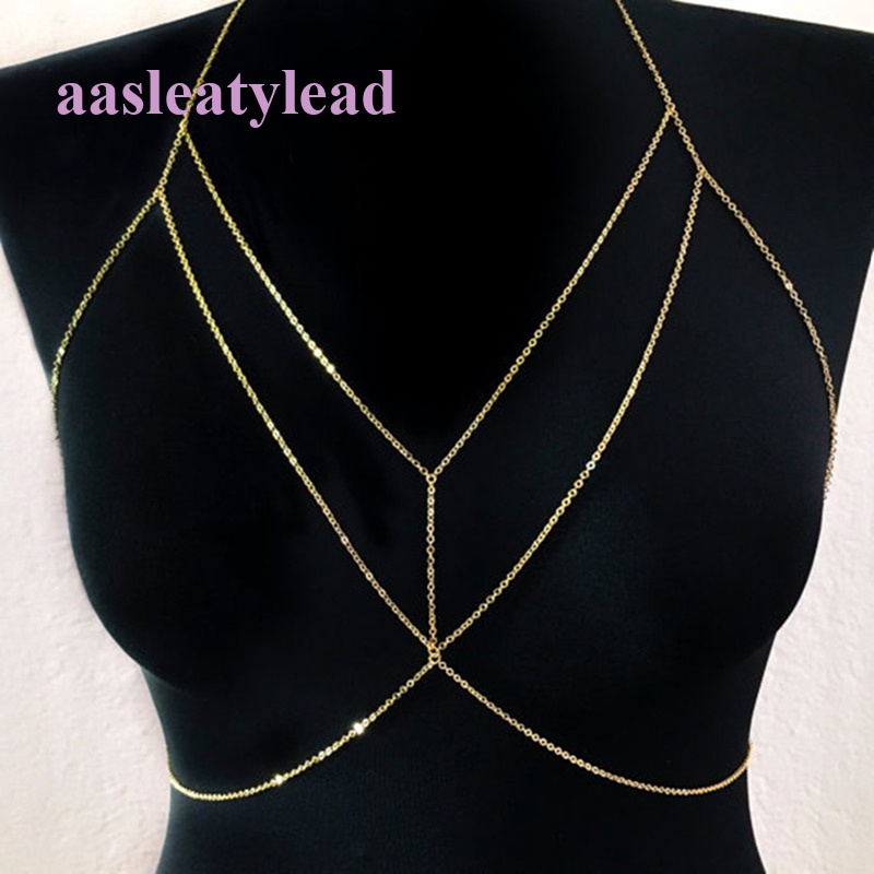 Metal Ladies Body Chain Sexy Style Cross Chain Cutout Bikini Ladies ...