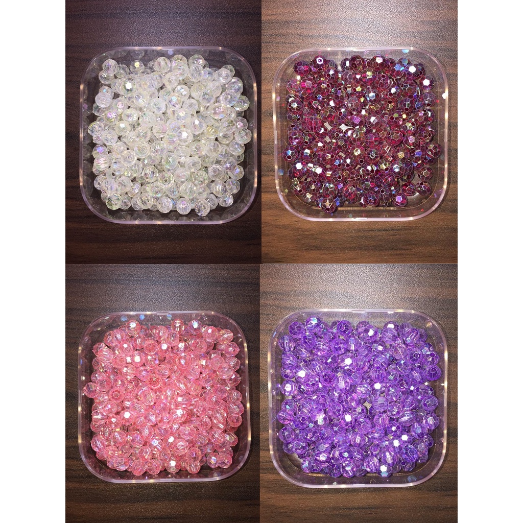 Veeds 100 Pcs DIY Rainbow Acrylic Faceted Beads / 6mm Acrylic Beads ...