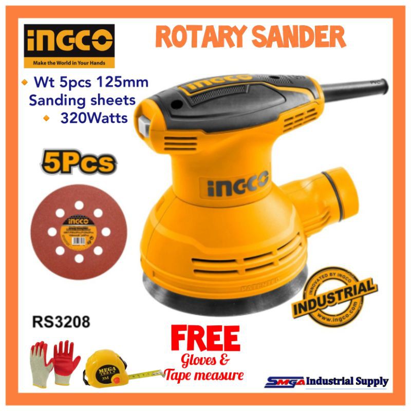 Ingco Rotary Sander 320W RS3208 ( free gloves and tape measure ...