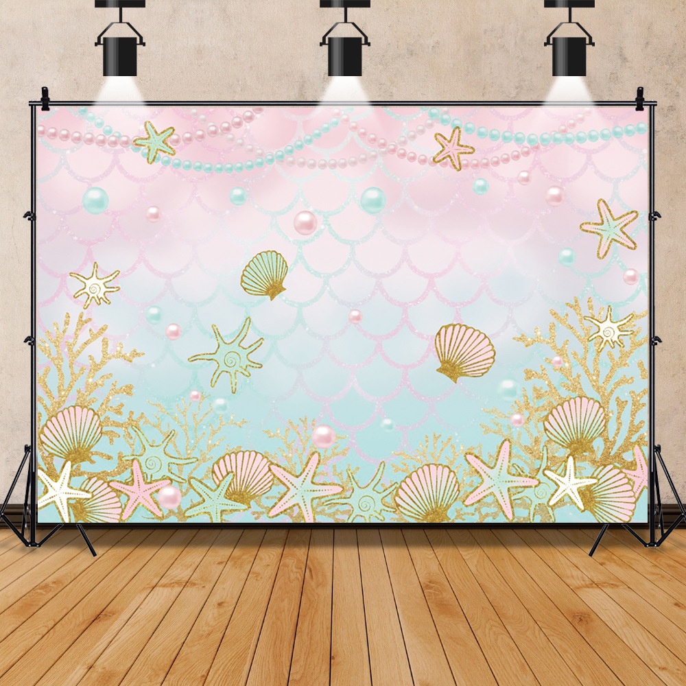 Mermaid Princess Backdrops Photography Baby Girl Birthday Glitters ...