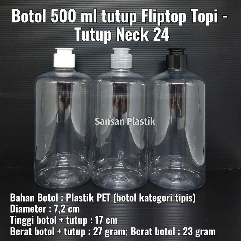 500 ML Fliptop Bottle with 24 Neck Cap / 500ml Plastic Bottle / BOKI ...