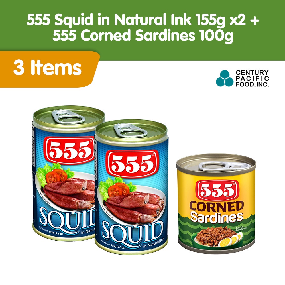 555 Squid in Natural Ink 155g x2 + 555 Corned Sardines 100g | Shopee ...