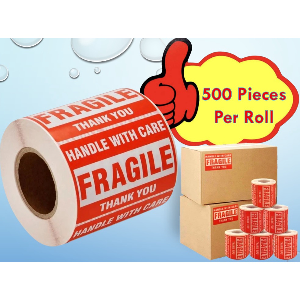 Fragile Sticker Label 500 Pieces per Roll (2 x 3 inches) | Shopee ...