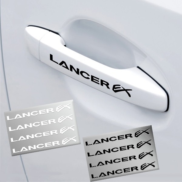4pcs Car Reflective Sticker Lancer EX logo Doorknob decoration decal ...