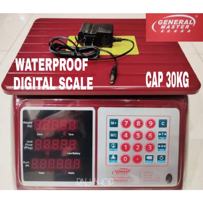 30KG WATERPROOF DIGITAL WEIGHING SCALE GENERAL MASTER | Shopee Philippines