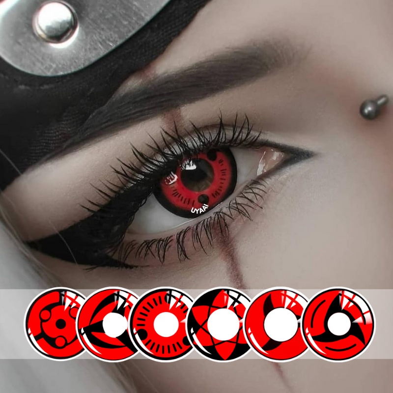 1Pair Cosplay Lens Sharingan Eye Contact Anime Cosplay Uchiha Sasuke ...