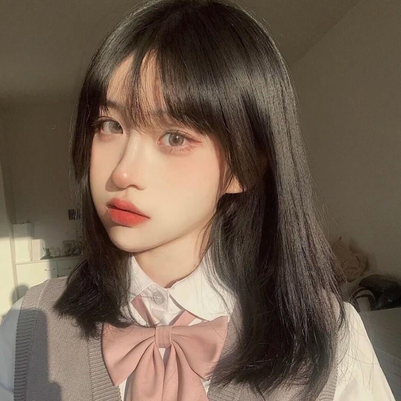 SUNNI Wig Women's Medium Length Straight Hair with Bobo Head Shoulder ...