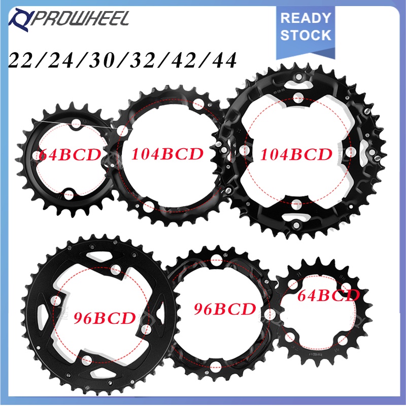 PROWHEEL Triple/Double Chainring 64/96/104BCD Chainwheel MTB 22T 24T ...