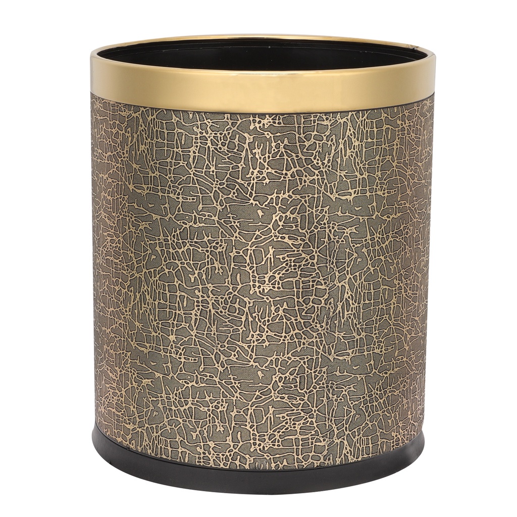 Office Trash Can Double-layer Trash Bin Office Wastebasket Golden Trash ...
