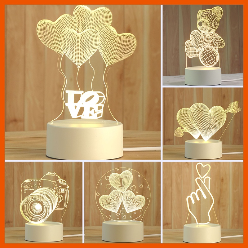 Touch Switch LED 3D Acrylic Lamp 3D Creative Illusion USB control ...