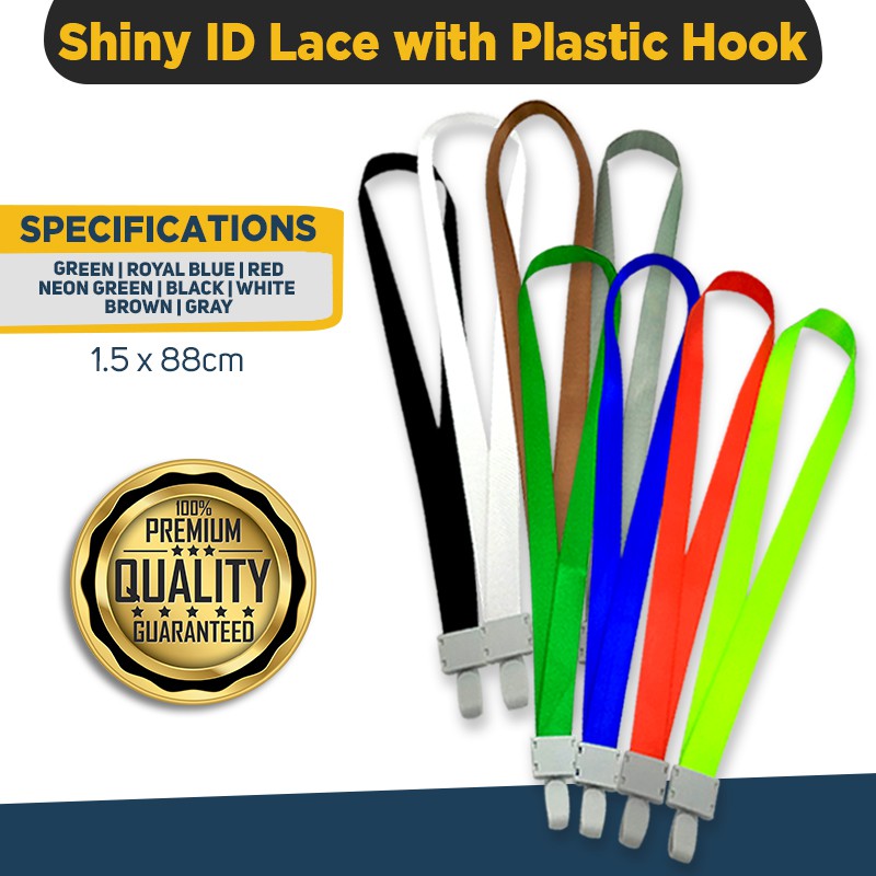 1.5cm Shiny Plain / Stripes ID Lace with Hook (5 pcs per color ...