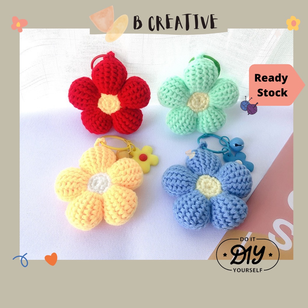 Beginner Set Flower Key Chain Crochet Kit Handmade Amigurumi DIY kits ...