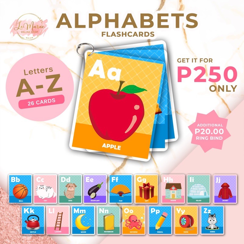 Alphabets Common Words Laminated Flashcards Educational Abc Flashcards