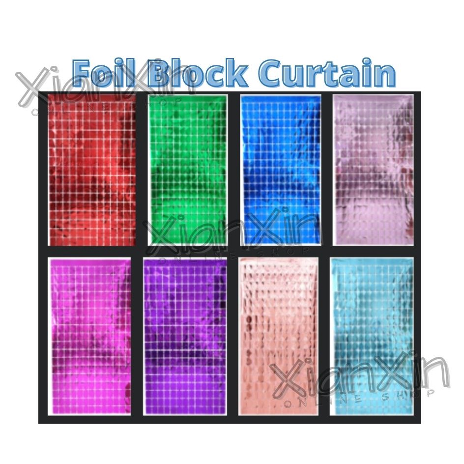 Square Metallic Foil Backdrop Curtain Party Wedding Decorations- 2m ...