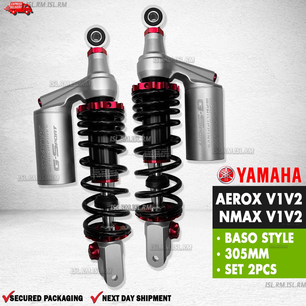 Yamaha NMAX AEROX V1 V2 Rear shock absorbers BASO STYLE 2pcs 305mm ...