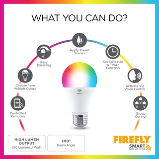 Firefly Smart Solutions Smart LED Bulb RGB + CCT + Dimming 9W ...