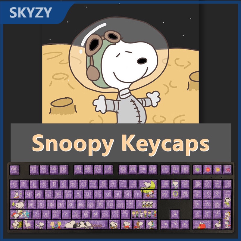 Snoopy Keycaps Cherry Profile Purple Anime PBT Dye Sub Mechanical ...